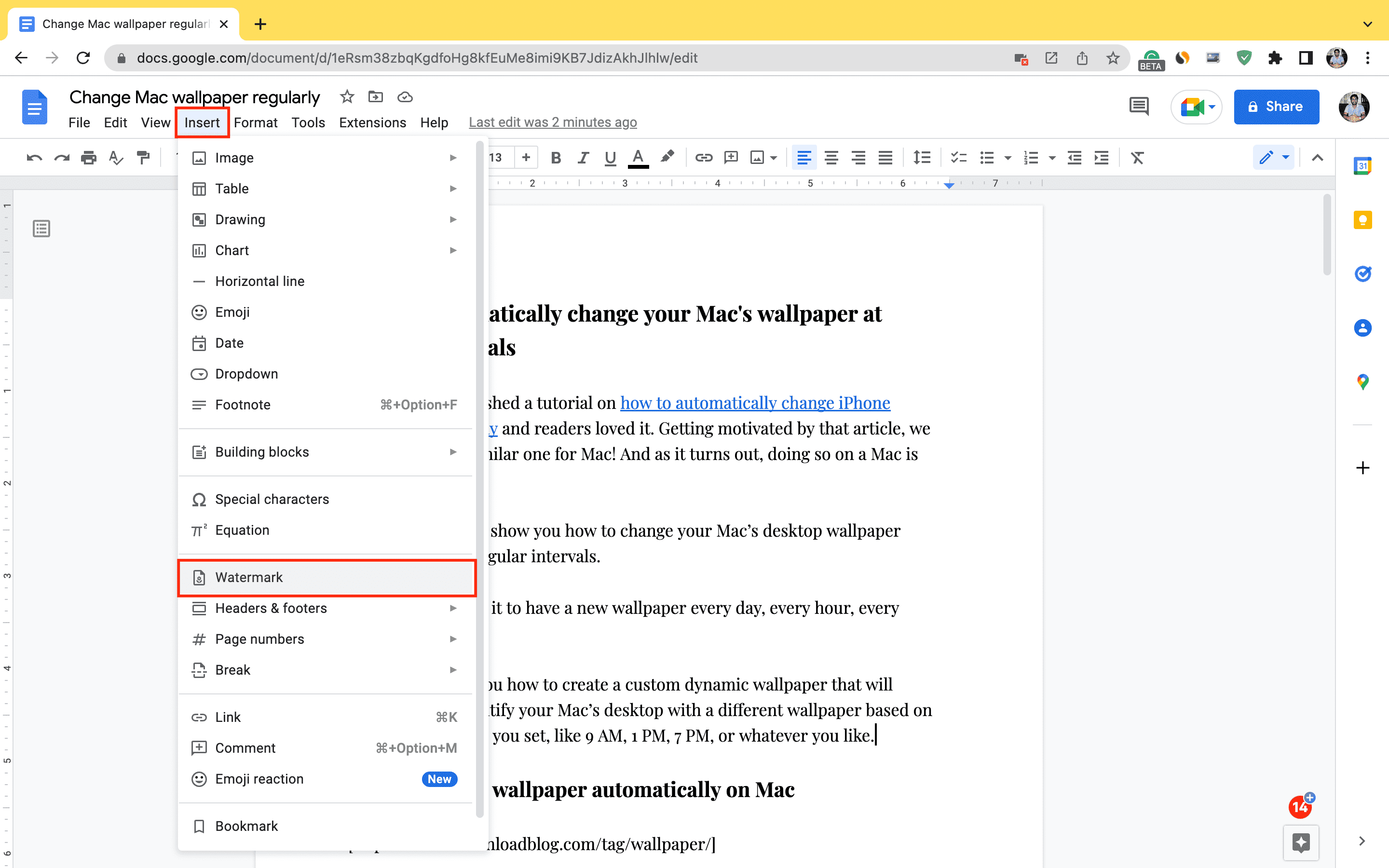 How To Add A Text Or Image Watermark To Your Documents In Google Docs 