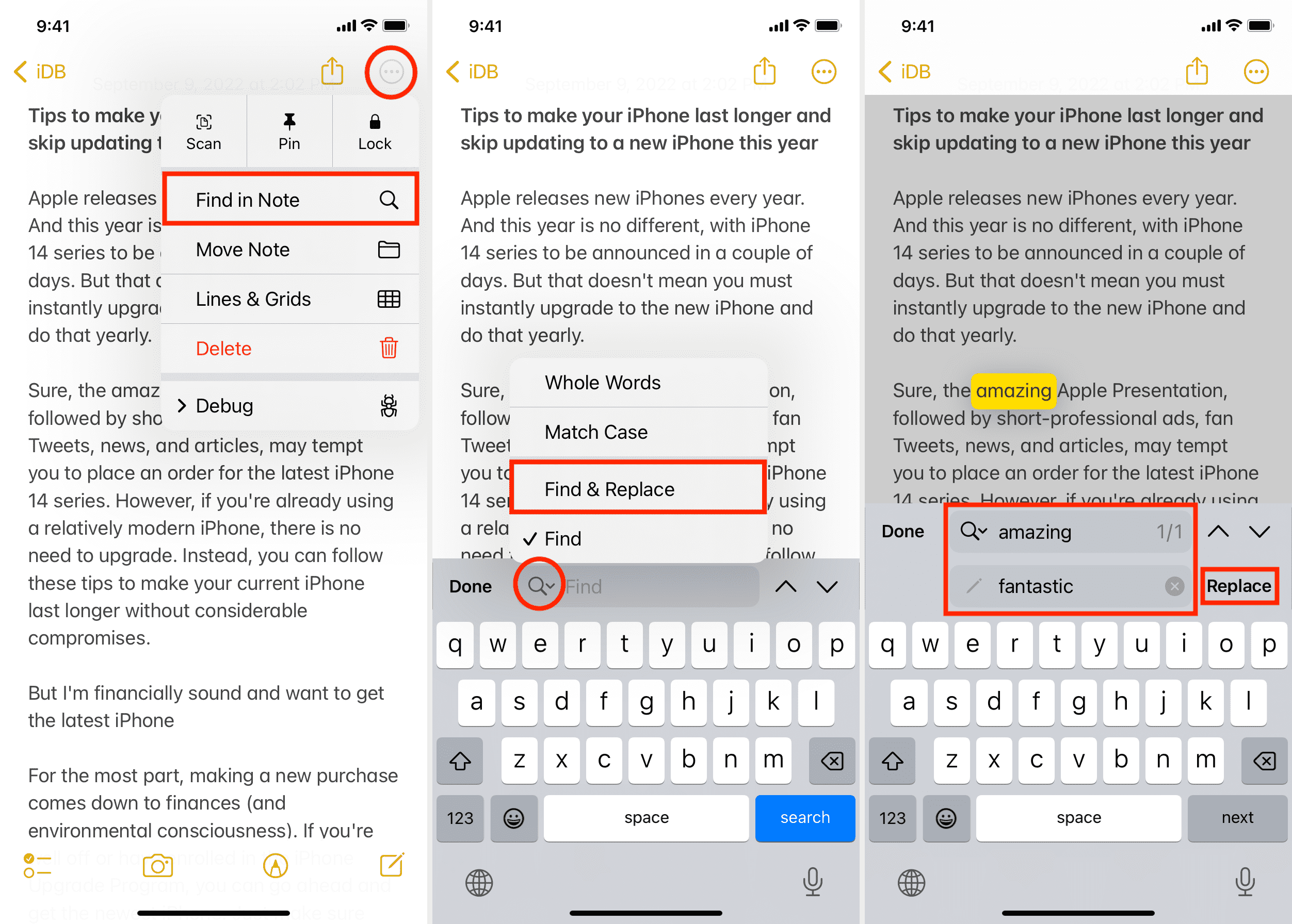 How To Use Find Replace Text In The Notes App On IPhone In IOS 16 Mid 